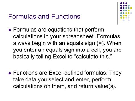 Introduction To Microsoft Excel Functions And Formulasppt