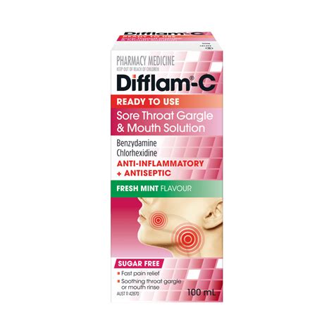 Difflam C Ready To Use Sore Throat Gargle Mouth Solution Difflam