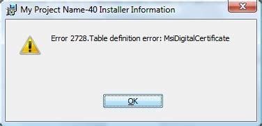 Error Table Definition Error MsDigitalCertificate Techyv Com