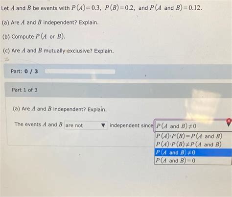 solved let a and b be events with p a 0 3 p b 0 2 and p