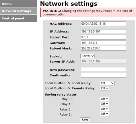 Ethernet контроллер с дискретными входами и реле 240В 10А