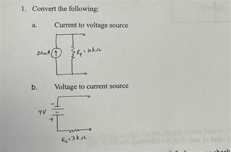 solved 1 convert the following a current to voltage