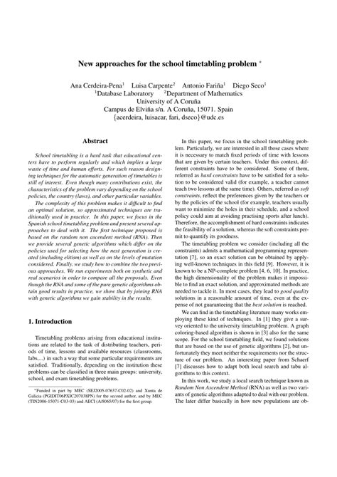 Pdf New Approaches For The School Timetabling Problem