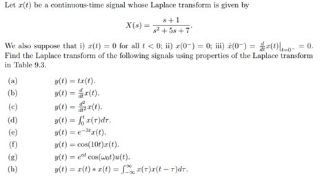 solved let x t be a continuous time signal whose laplace