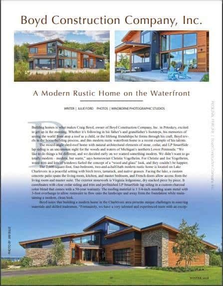 Press Boyd Construction Company Custom Home Builder N Michigan