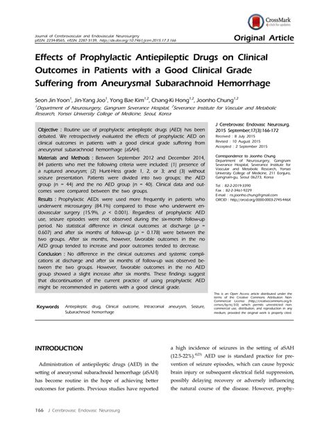 Pdf Effects Of Prophylactic Antiepileptic Drugs On Clinical Outcomes In Patients With A Good