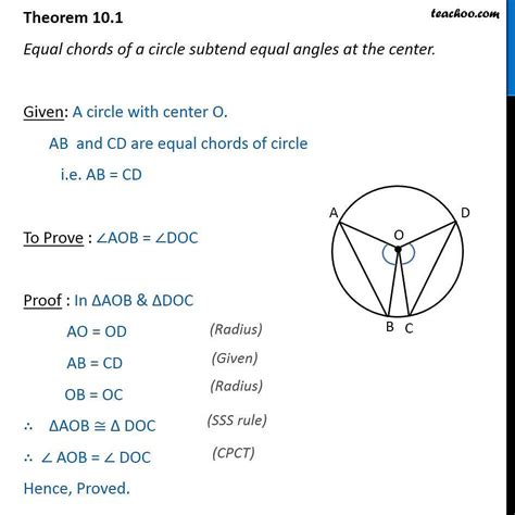 Theorem 9 1 Class 9 Equal Chords Subtend Equal Angles At Center