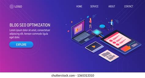 3d Isometric Design Blog Seo Optimization Stock Vector Royalty Free 1365313310 Shutterstock