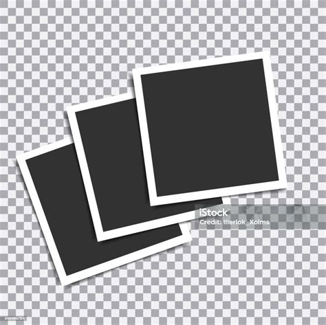 레트로 포토 프레임 스티커 테이프에 그림자와 투명 한 배경을에 핀 0명에 대한 스톡 벡터 아트 및 기타 이미지 0명 공란