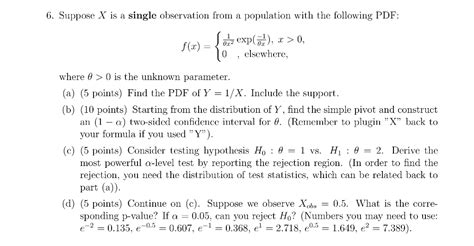 Solved Suppose X Is A Single Observation From A Population