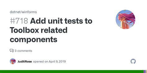 Add Unit Tests To Toolbox Related Components · Issue 718 · Dotnet