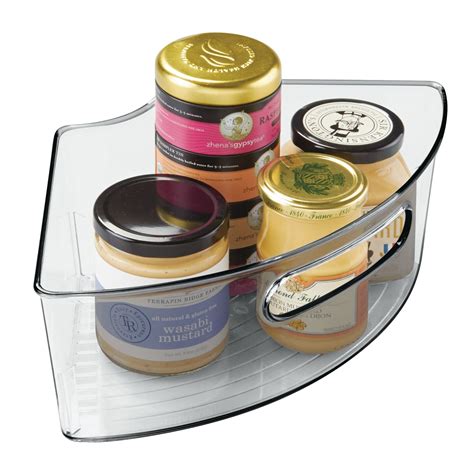 MDesign Plastic Lazy Susan Cabinet Storage Bin With Front Handle Smoke Tint Michaels
