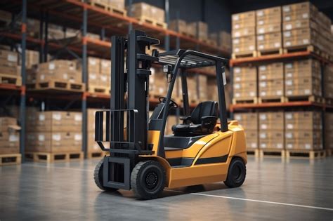 Premium Ai Image Forklift Loading And Unloading Packaged Goods In Warehouse Cargo Storage