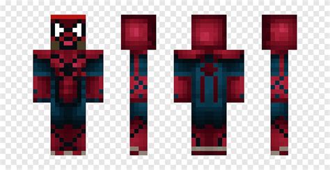 마인 크래프트 포켓 에디션 스파이더 맨 스킨 레드 스킨 마인 크래프트 포켓 에디션 푸른 직사각형 Png Pngegg