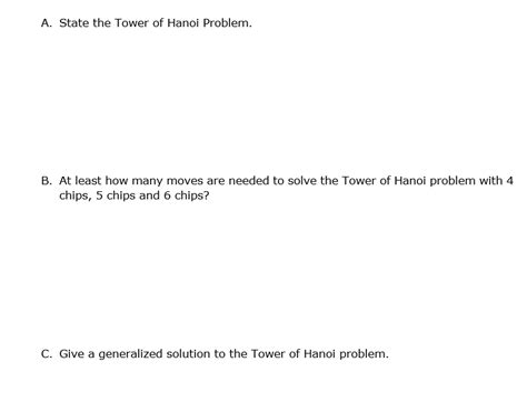 Solved A State The Tower Of Hanoi Problem B At Least How