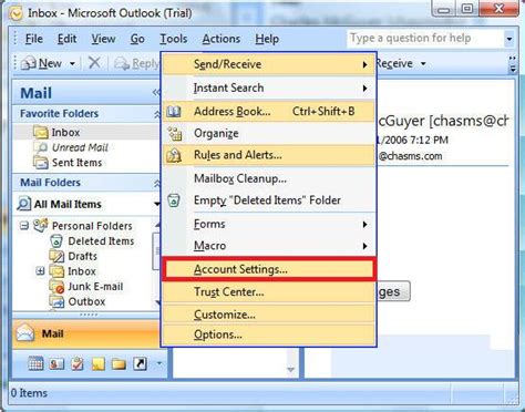 Outlook 2007 IMAP Setup Instructions