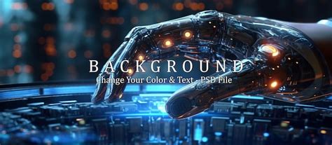 Premium PSD AI Machine Learning Hand Of Robot Touching On Big Data Network
