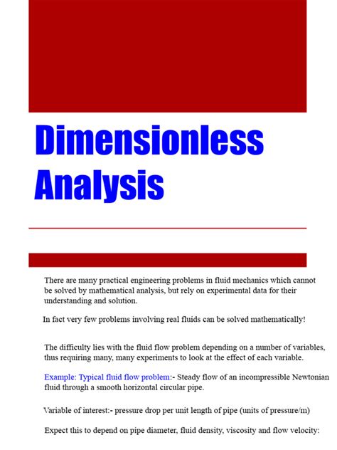 Dimensionless Analysis 2 Pdf Fluid Dynamics Reynolds Number