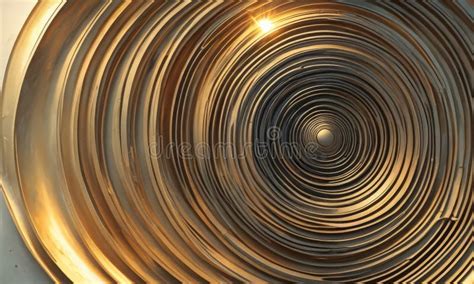 Close Up View Golden Spiral Pattern With Concentric Circles Varying Sizes And Bright Light