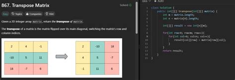 codewithme day60 java dsa arrays matrix transpose