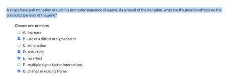 Solved A Single Base Pair Mutation Occurs In A Promoter