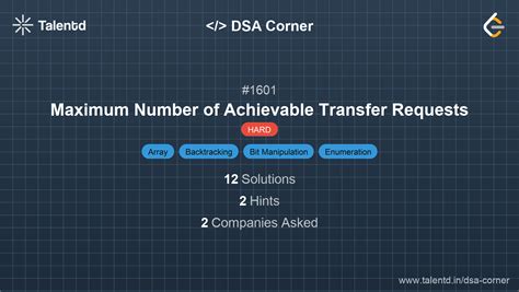 Maximum Number Of Achievable Transfer Requests Dsa Problem Talentd