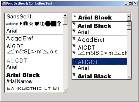 Font Listbox And Combobox Controls With Top 5 Favourite Feature