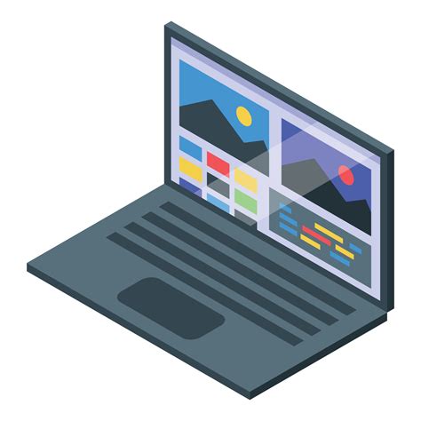 Laptop Showing Photo Editing Software Interface With Photo Gallery And Tools 47437233 Vector Art