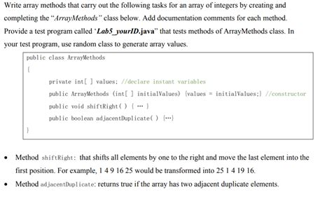 Solved Write Array Methods That Carry Out The Following Chegg