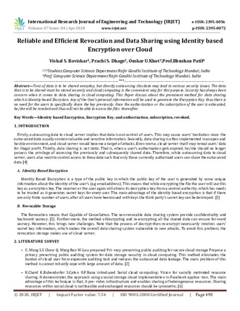 Pdf Irjet Reliable And Efficient Revocation And Data Sharing Using