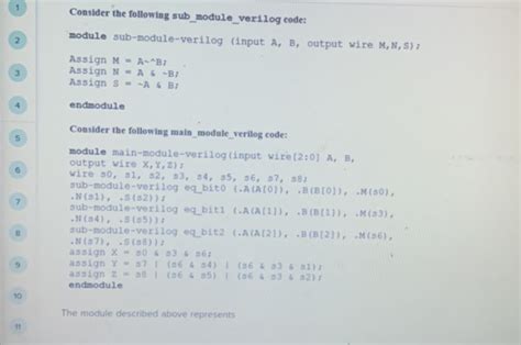 1 Consider The Following Submoduleverilog Studyx 1 Consider The Following Submoduleverilog Studyx