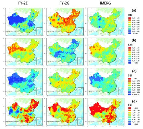 Spatial Patterns Of The Performance Of Fy 2e Qpe Fy 2g Qpe And Imerg