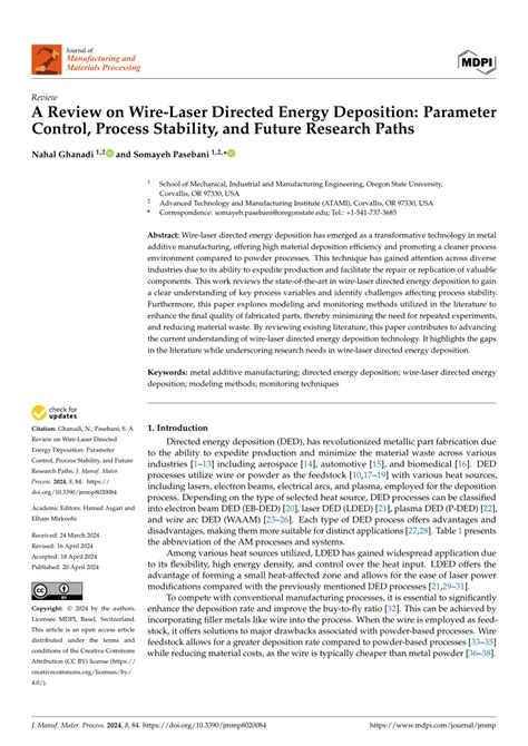 Pdf A Review On Wire Laser Directed Energy Deposition Ded