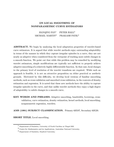 Pdf On Local Smoothing Of Nonparametric Curve Estimators