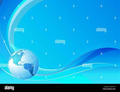 Vector Illustration Of Blue Abstract Lines Background Composition Of Curved Lines And Globe