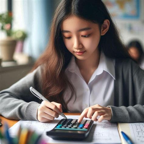 Girl Drawing On Graphing Calculator Premium Ai Generated Image