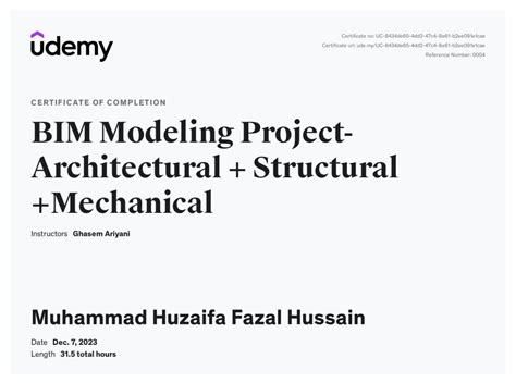 M Huzaifa Fazal Hussain On Linkedin Udemy Course Completion Certificate