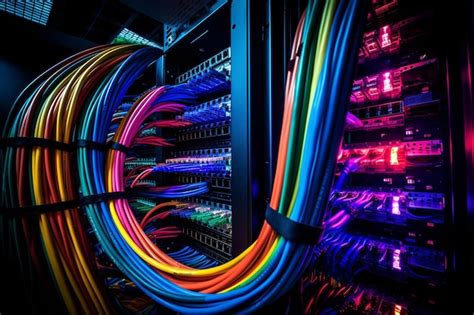 Premium Ai Image Fiber Optic Network Cable In A Data Center