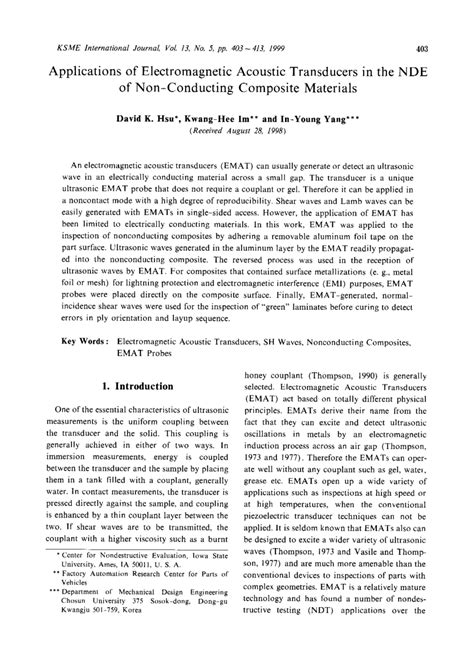 Pdf Applications Of Electromagnetic Acoustic Transducers In The Nde
