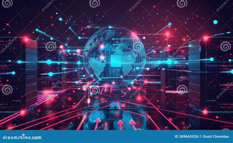 global network concept with hardware computer server data center and