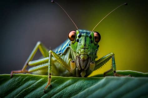 Green Grasshopper Sitting On Tree In The Garden In Focus Shot Of A Green Grasshopper Sitting On Tree In The Garden In Focus Shot Of A