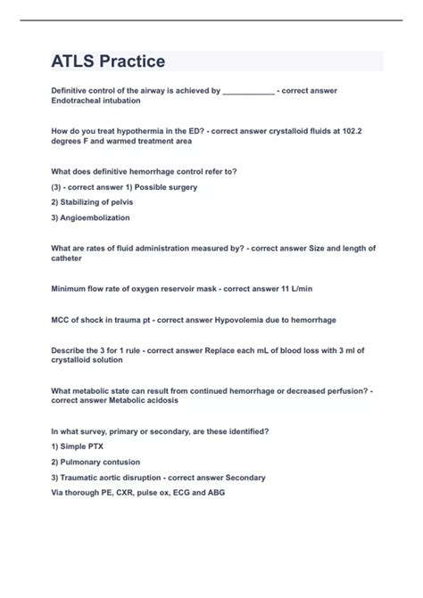Atls Practice 2023 Latest Update Guaranteed Success Atls Practice
