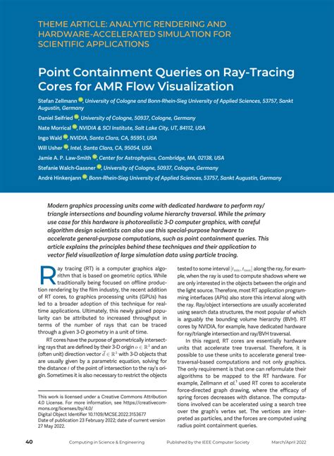 Pdf Point Containment Queries On Ray Tracing Cores For Amr Flow
