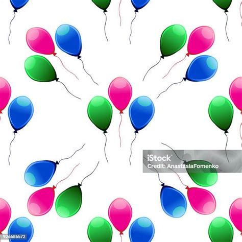 3d 현실 화려한 벌 룬 광택 풍선 비행의 휴가 그림 흰색 배경에 고립 벡터 일러스트입니다 원활한 패턴 기하 도형에 대한 스톡 벡터 아트 및 기타 이미지 Istock