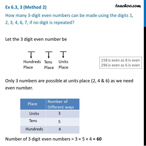 Ex 63 3 How Many 3 Digit Even Numbers Can Be Made Ex 63