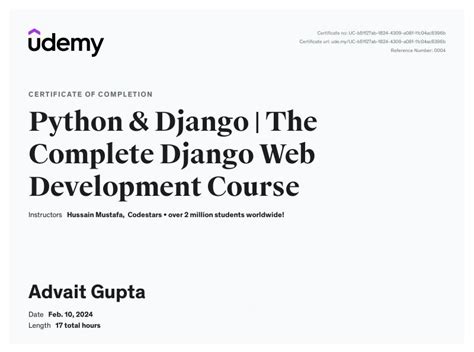 Advait Gupta On Linkedin Django Webdevelopment Udemycertificate Python