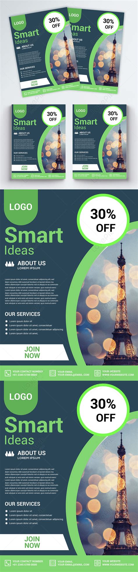 Concise Green Company Business Introduction Flyer Template Image