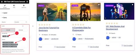 how to use tutor lms carousel widget by element pack pro