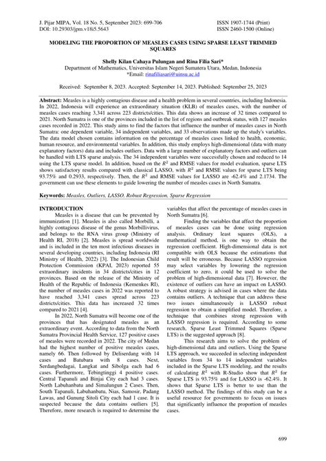Pdf Modeling The Proportion Of Measles Cases Using Sparse Least