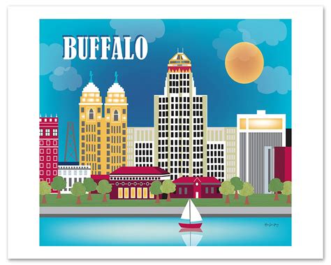 Buffalo Ny Print Buffalo Skyline Buffalo Ny Artwork Buffalo New York